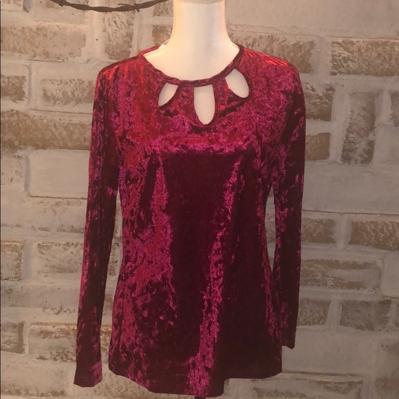 Como Vintage | Tops | Gorgeous Red Velvet Keyhole Top Shirt New | Poshmark